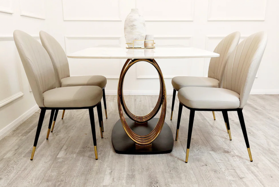 Infinity Gold Sintered Stone Top Dining Table – ORIGINS DECOR Online ...